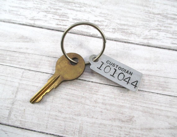 Vintage Numbered Custodian Key Fob and Key - Gem