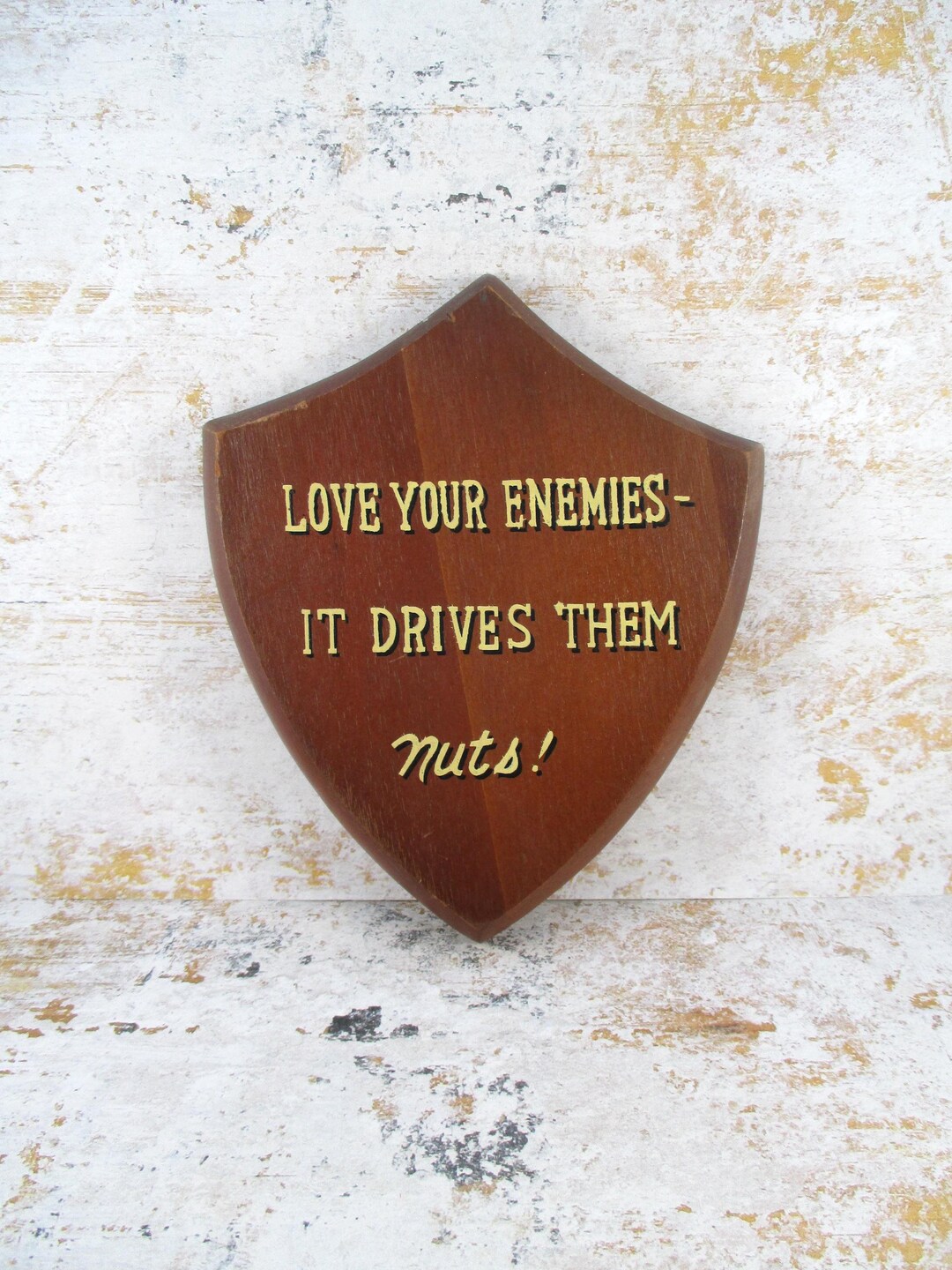 Vintage Enesco Love Your Enemies Wooden Plaque - Etsy