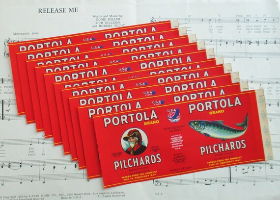 18 Vintage Portola Brand Pilchards Can Labels NOS | Etsy