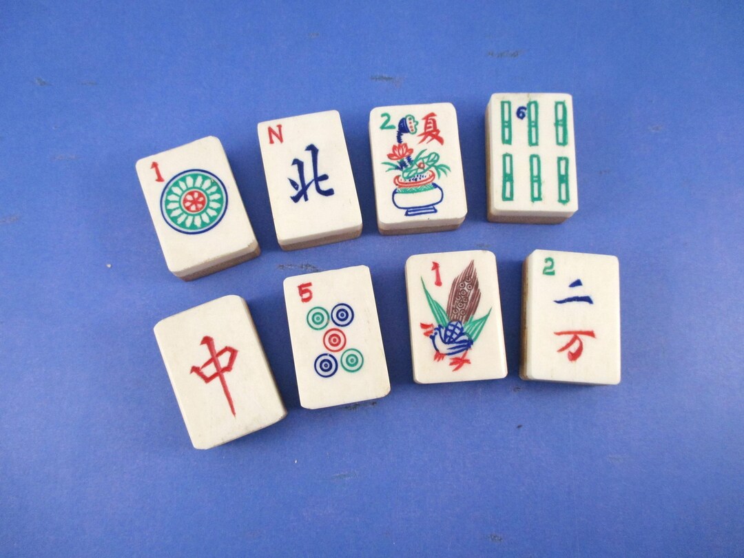Eight Vintage Bone and Bamboo Mahjong Tiles - Etsy