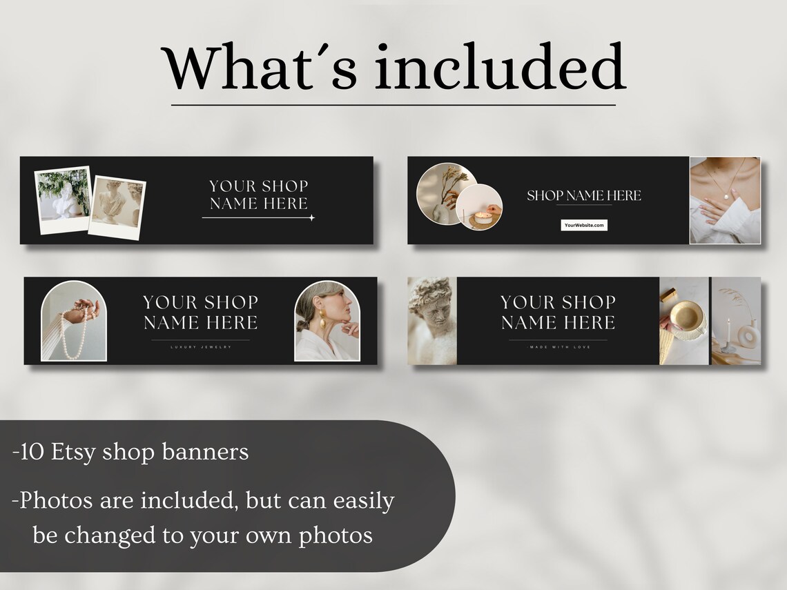 Etsy Shop Banner Black Templates Canva, Dark Shop Banner, Sell on Etsy ...