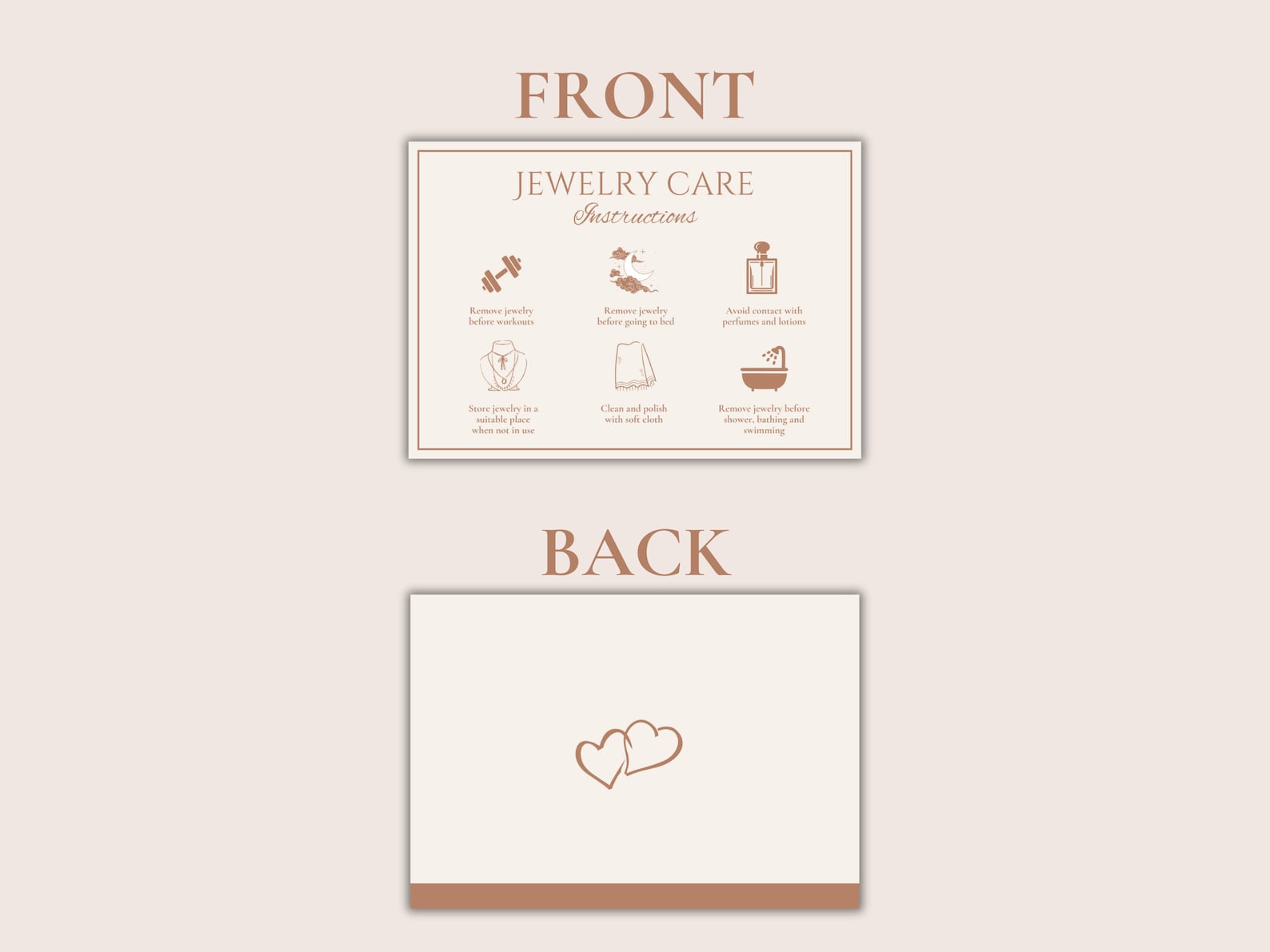 Jewelry Care Card Printable Template Canva, Editable Care Card, Product ...