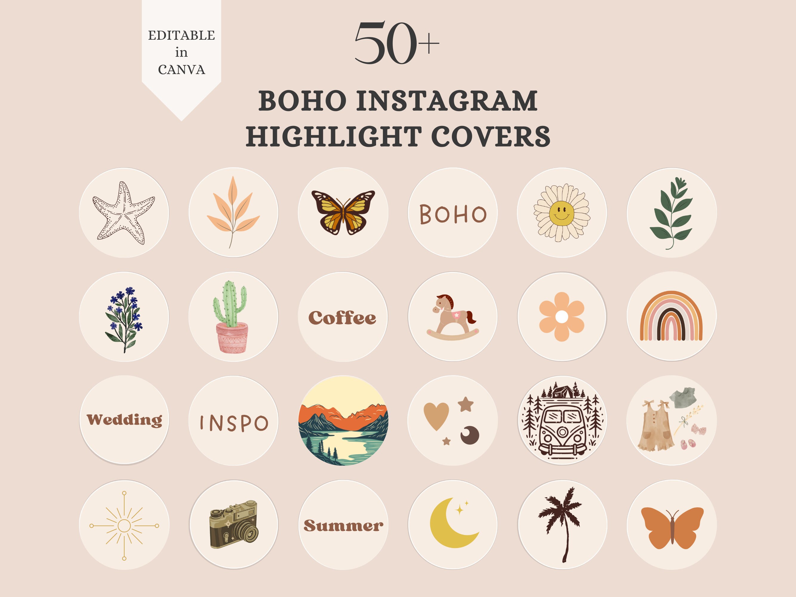 Boho Instagram Highlight Covers, Instagram Story Icons Neutral, Line ...