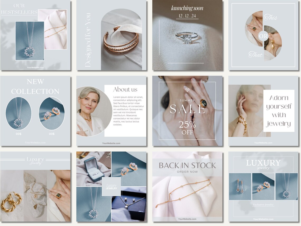 Jewelry Instagram Post Templates Canva, Jewelry Templates, Jewelry ...