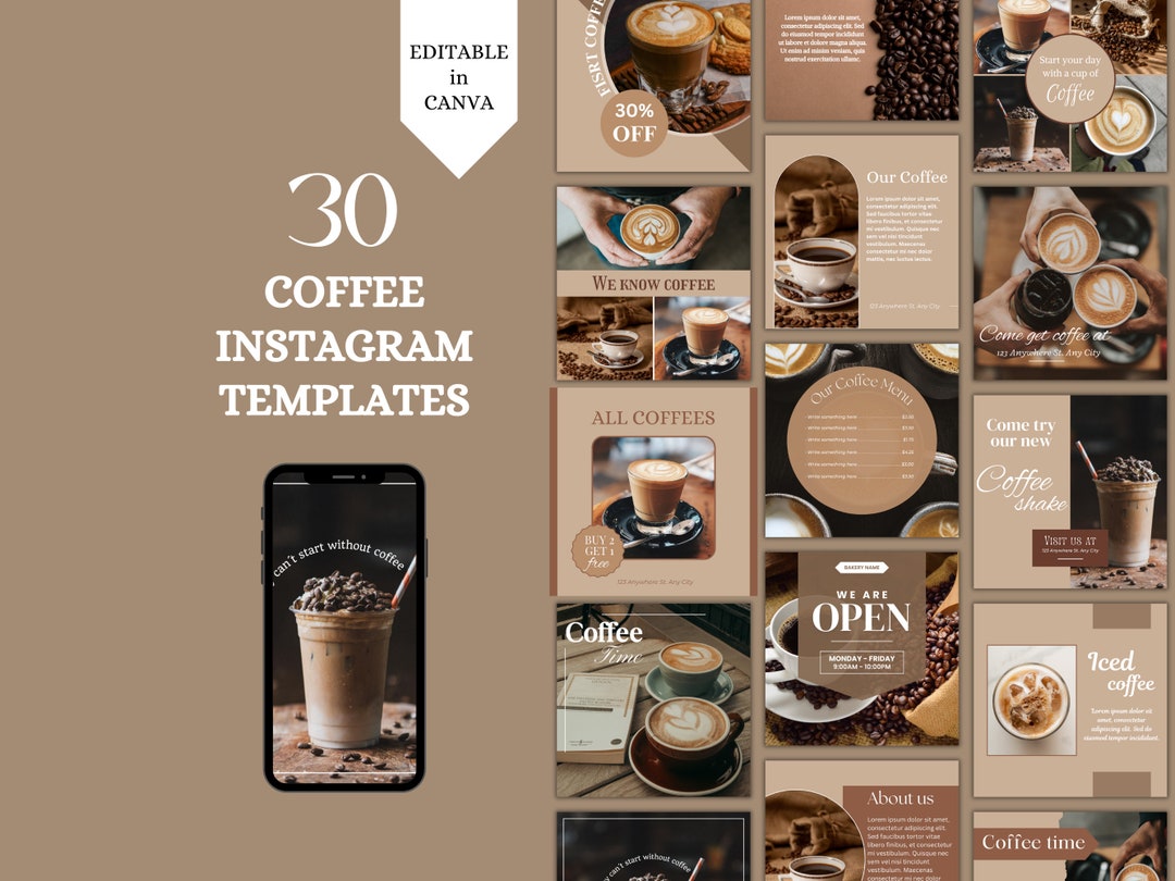 Coffee Shop Instagram Post Templates Barista, Coffee Business Templates ...