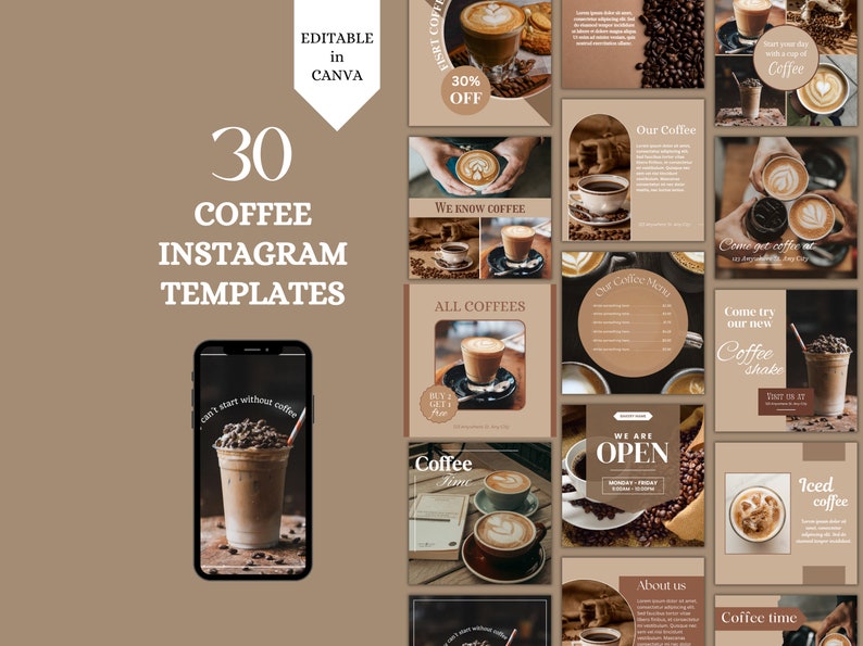 Coffee Shop Instagram Post Templates Barista, Coffee Business Templates ...