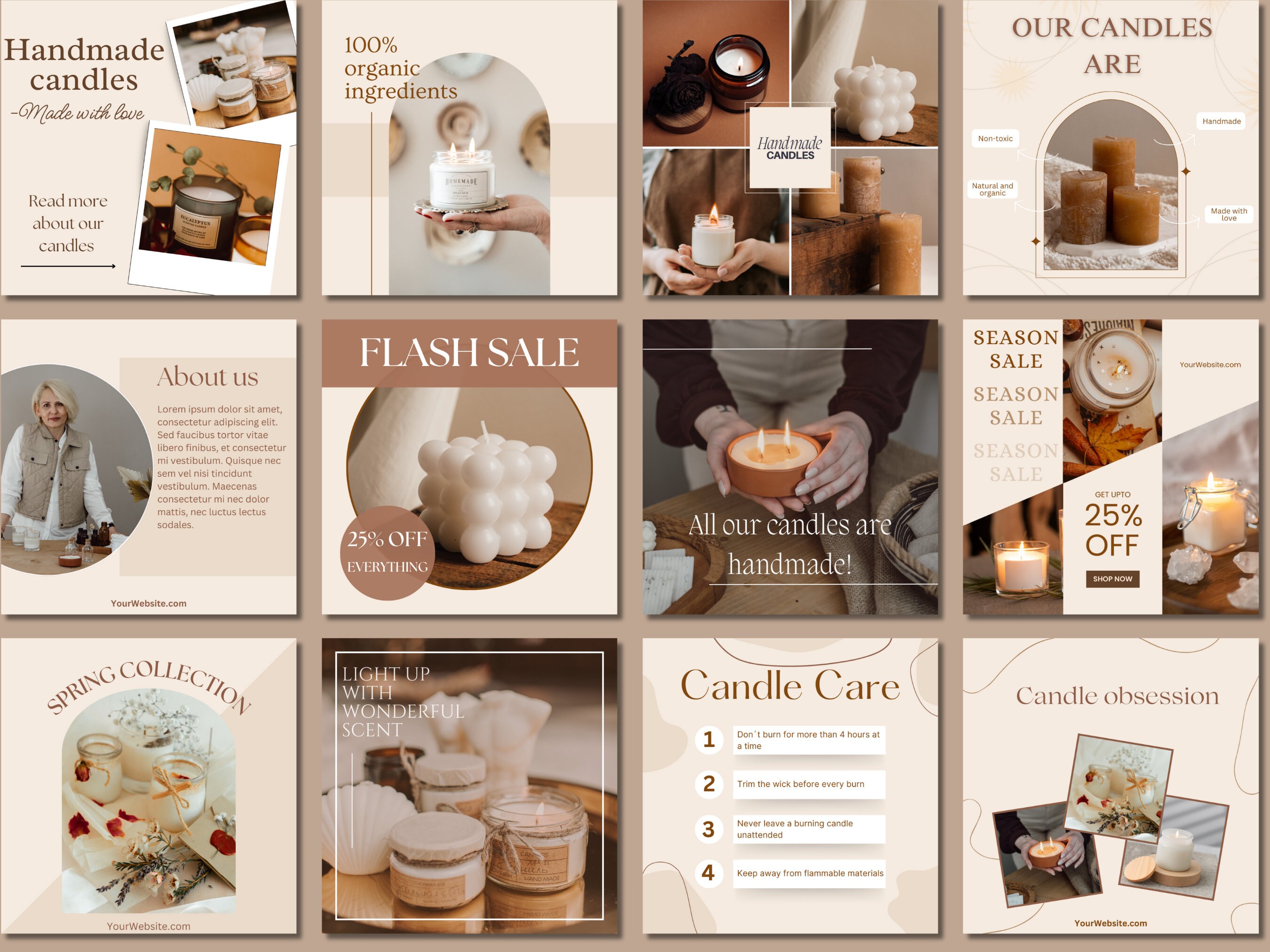 Candle Business Instagram Post Templates Canva, Candlemaker Instagram ...