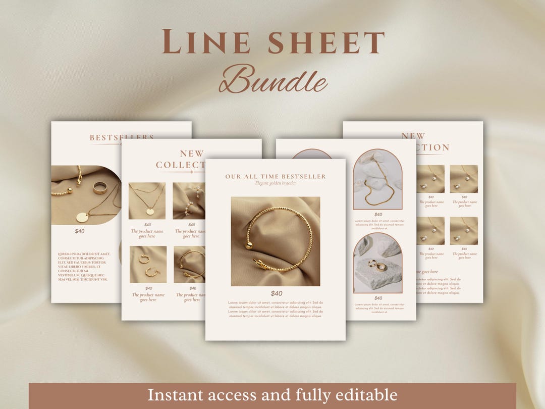 Jewelry Line Sheet Bundle, Line Sheet Templates for Jewelry Business ...