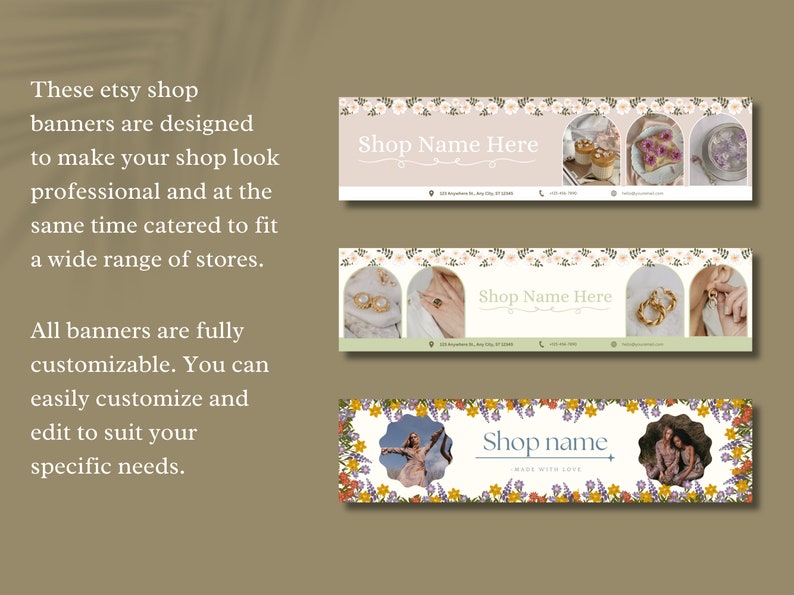 Floral Etsy Banners, Etsy Shop Kit, Branding Kit, Etsy Shop Banner ...