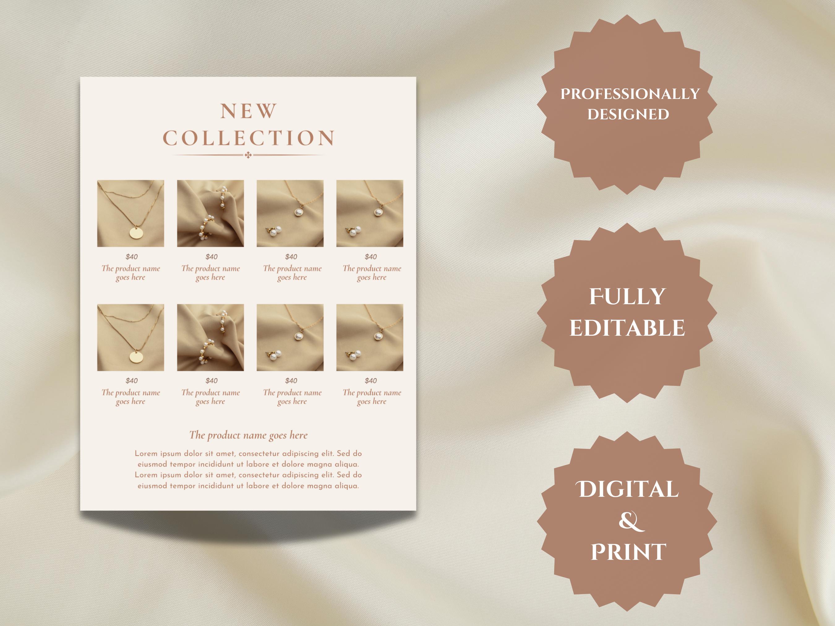 Jewelry Line Sheet Catalog Template for Jewelry Business, Jewelry ...