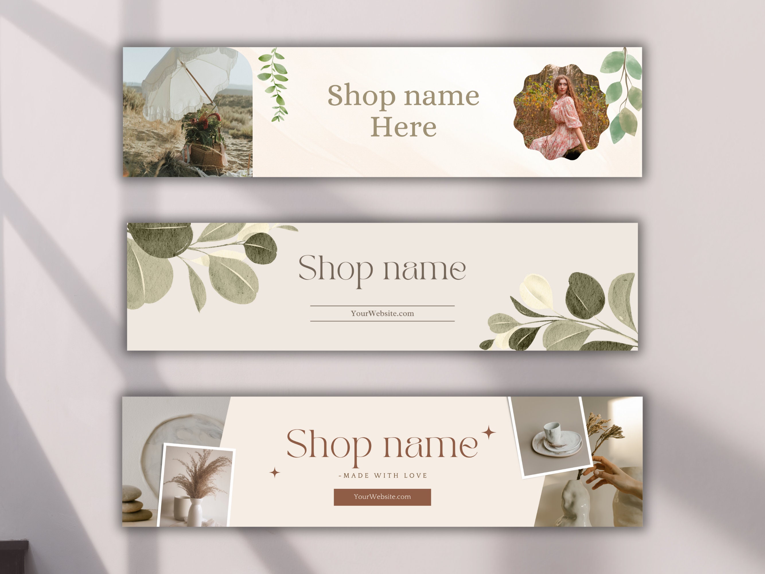 Etsy Shop Banner Template Bundle Neutral, Etsy Shop Kit Boho, Etsy ...