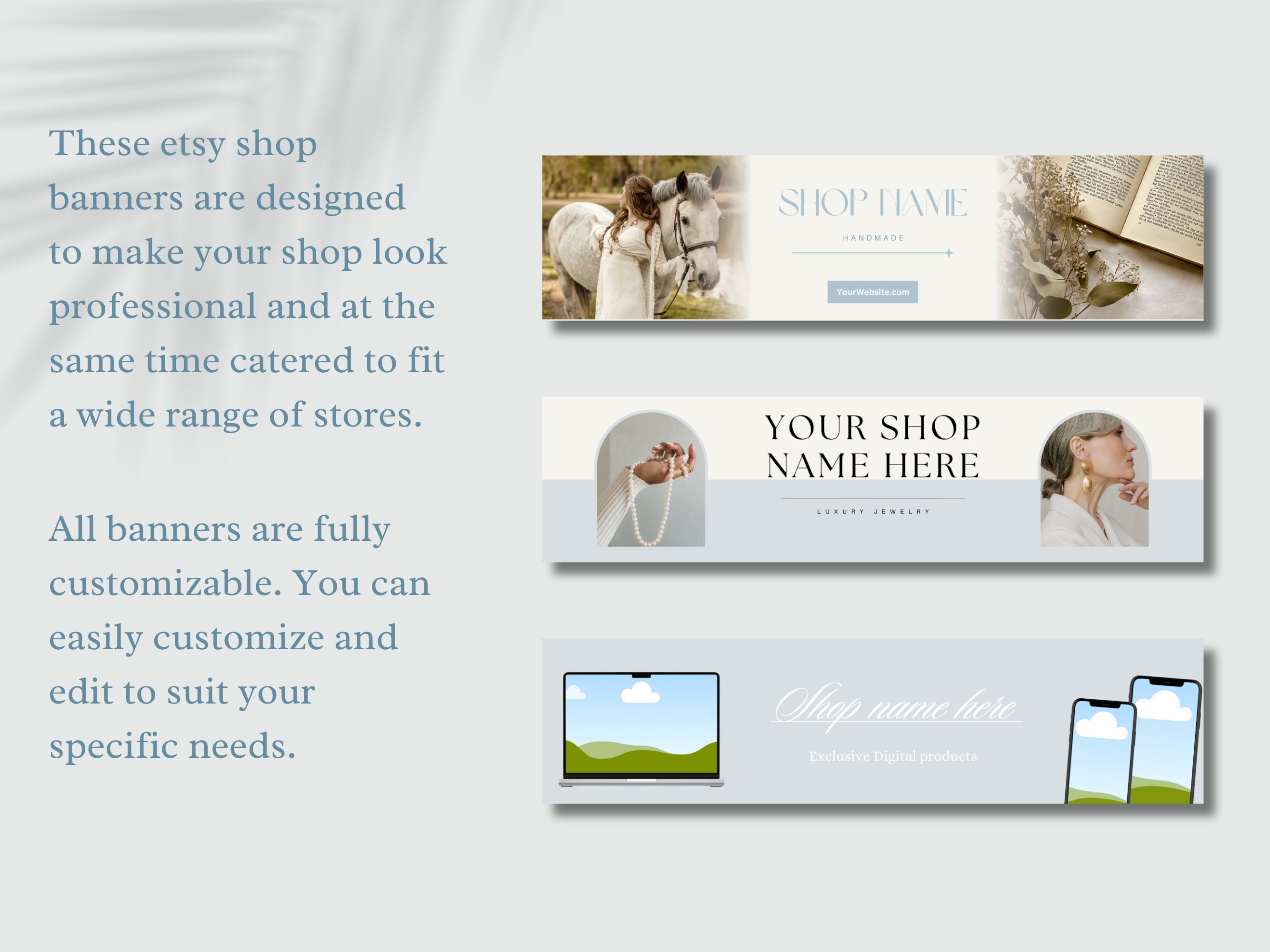 Etsy Shop Banner Modern, Blue Etsy Shop Kit, Banner Templates Canva ...