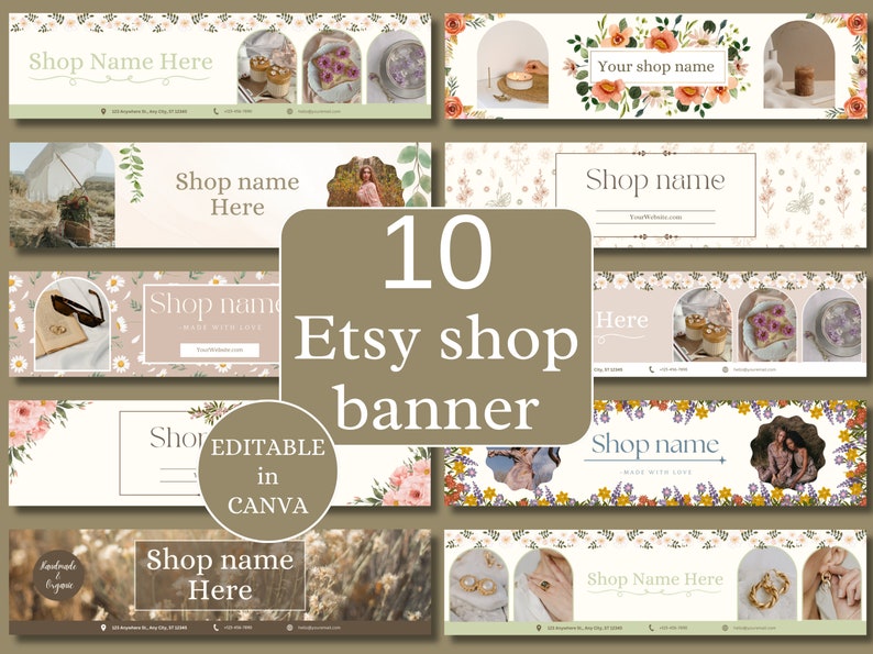 Floral Etsy Banners, Etsy Shop Kit, Branding Kit, Etsy Shop Banner ...