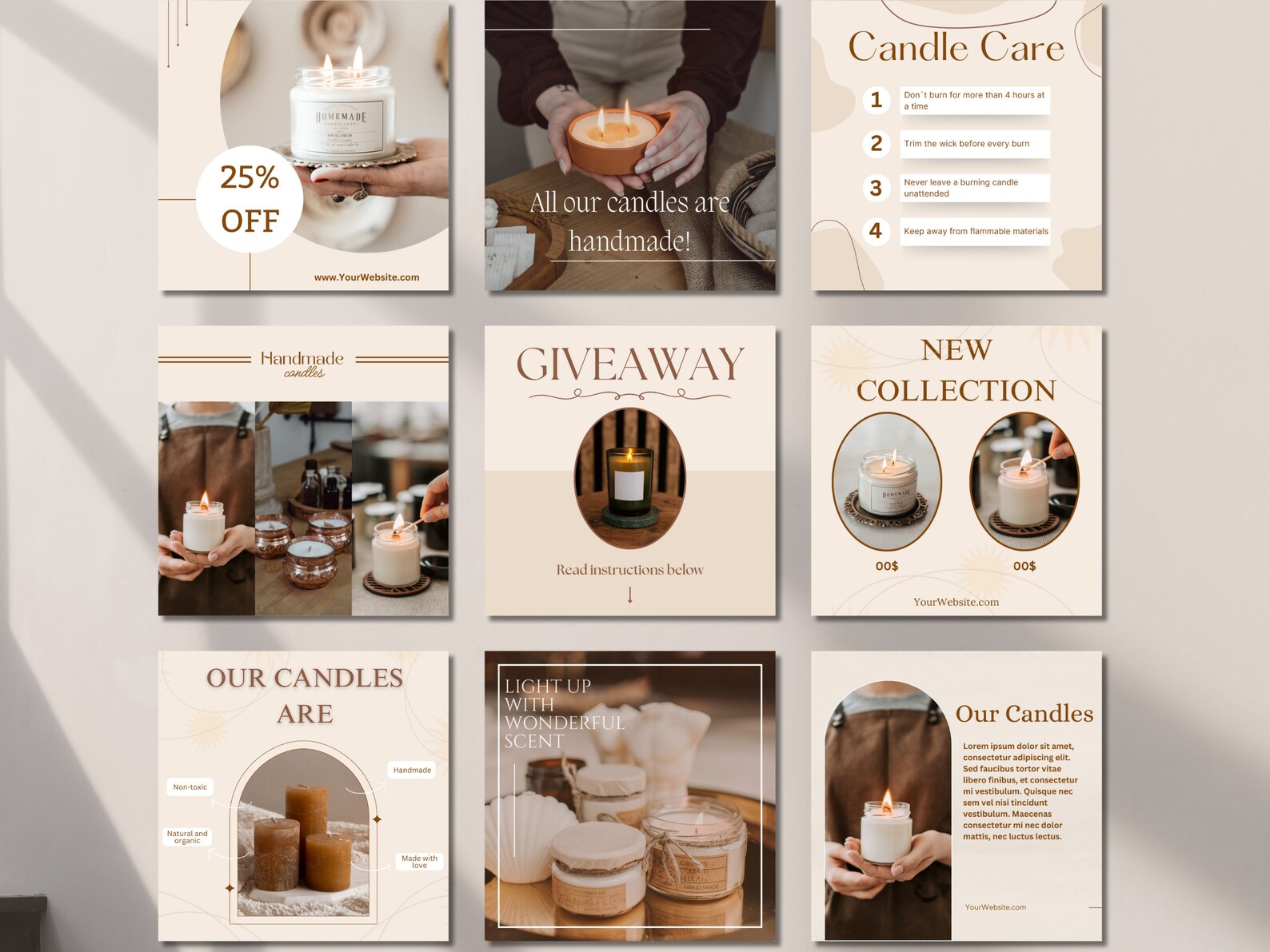 Candle Business Instagram Post Templates Canva, Candlemaker Instagram ...