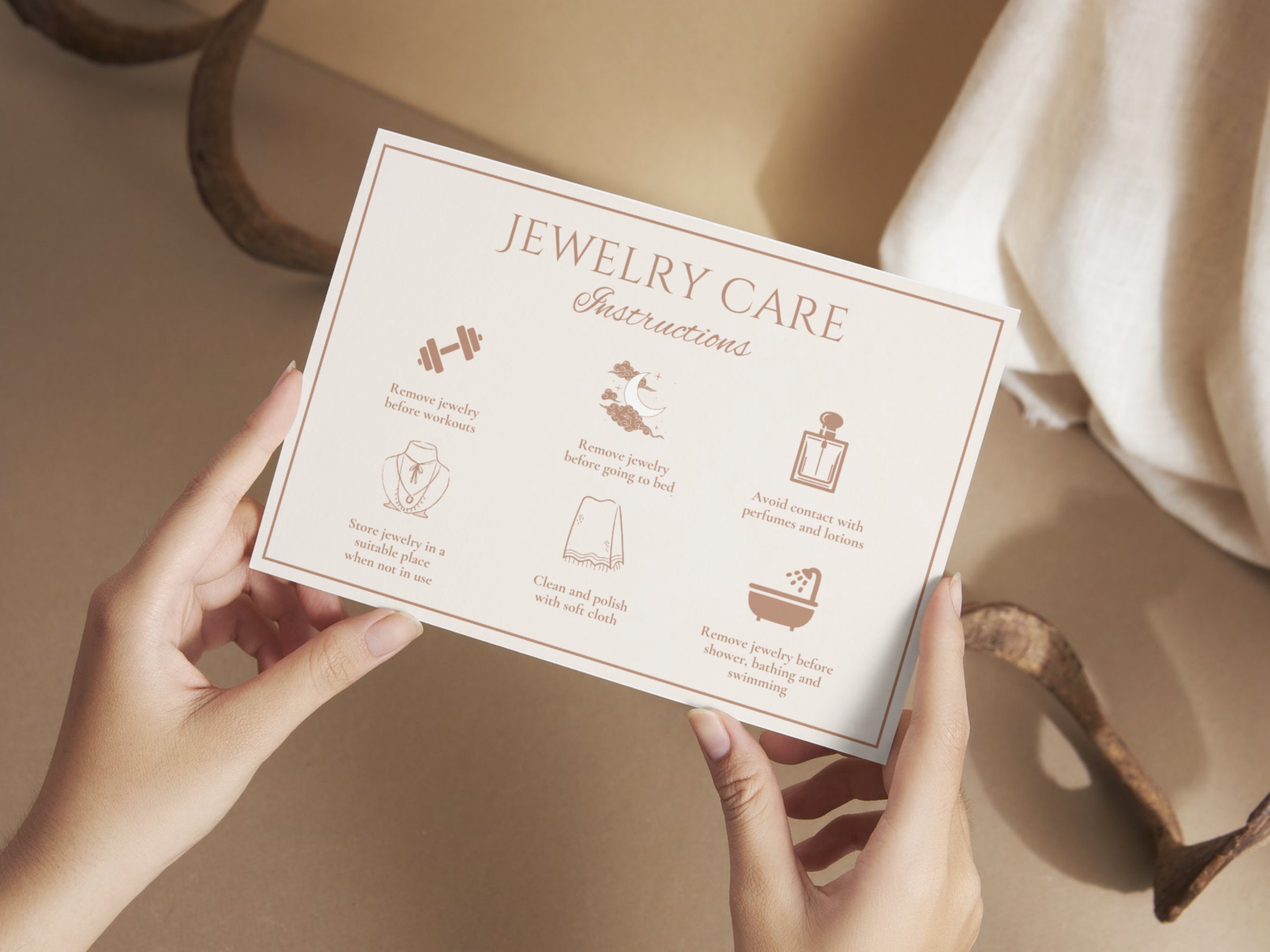 Jewelry Care Card Printable Template Canva, Editable Care Card, Product ...
