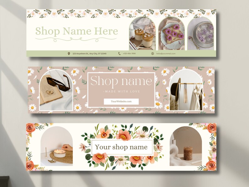 Floral Etsy Banners, Etsy Shop Kit, Branding Kit, Etsy Shop Banner ...