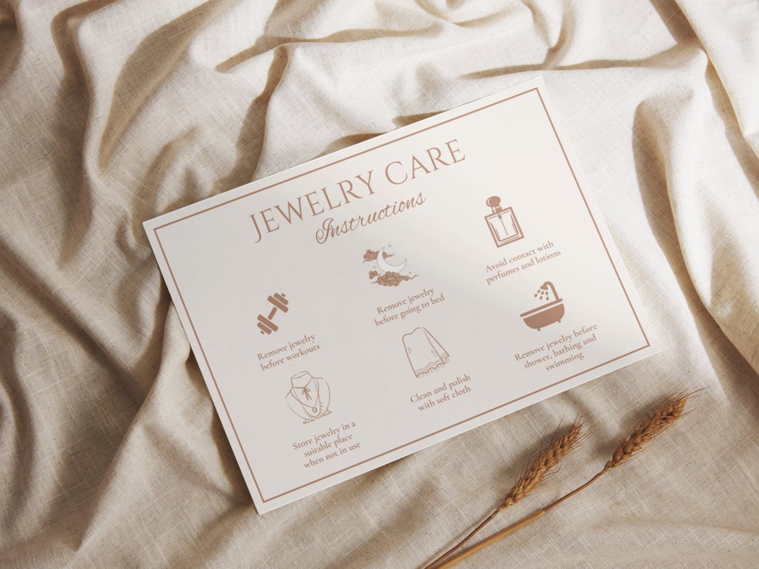 Jewelry Care Card Printable Template Canva, Editable Care Card, Product ...