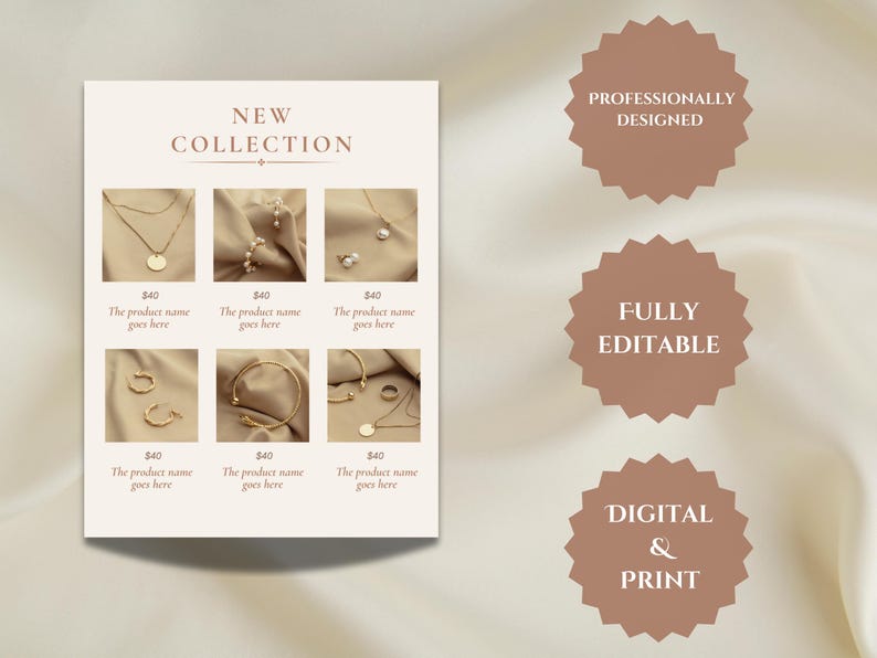 Jewelry Line Sheet Template, Jewelry Business Catalog Template Price ...