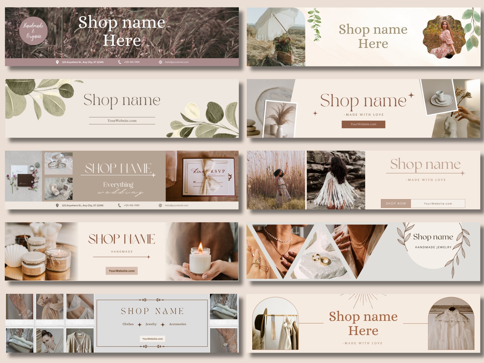 Etsy Shop Banner Template Bundle Neutral, Etsy Shop Kit Boho, Etsy ...