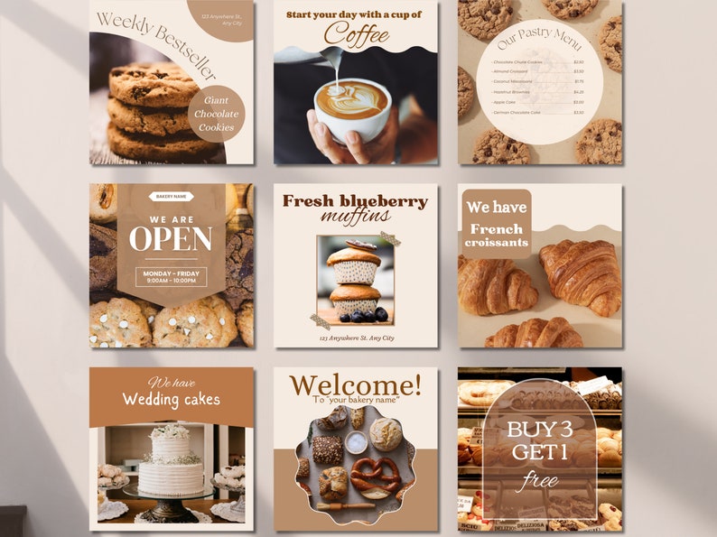 Bakery Instagram Post Templates, Bakery Social Media Templates, Cake ...