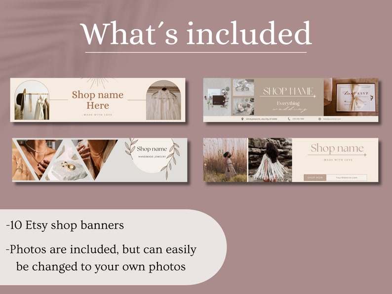 Etsy Shop Banner Template Bundle Neutral, Etsy Shop Kit Boho, Etsy ...