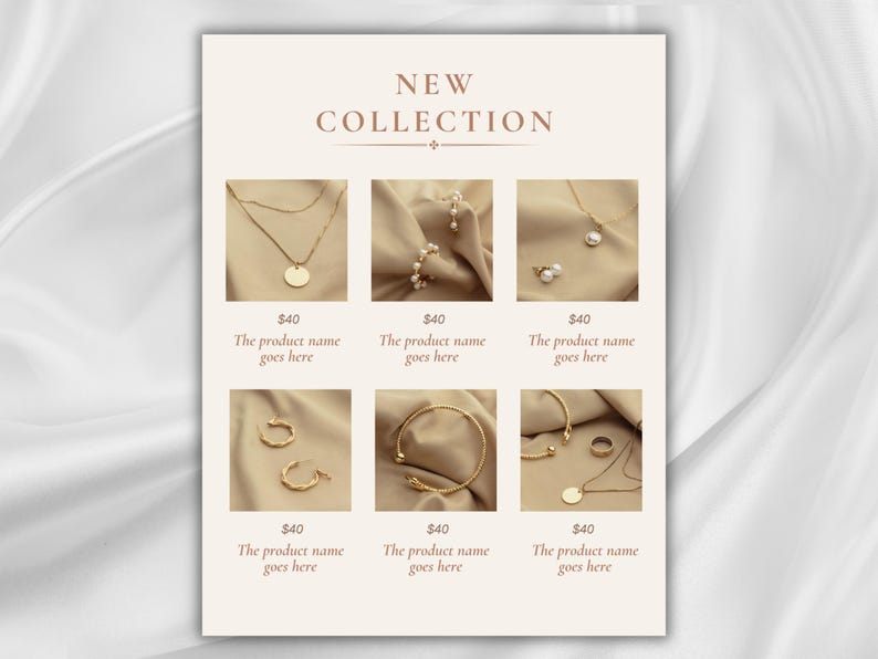 Jewelry Line Sheet Template, Jewelry Business Catalog Template Price ...