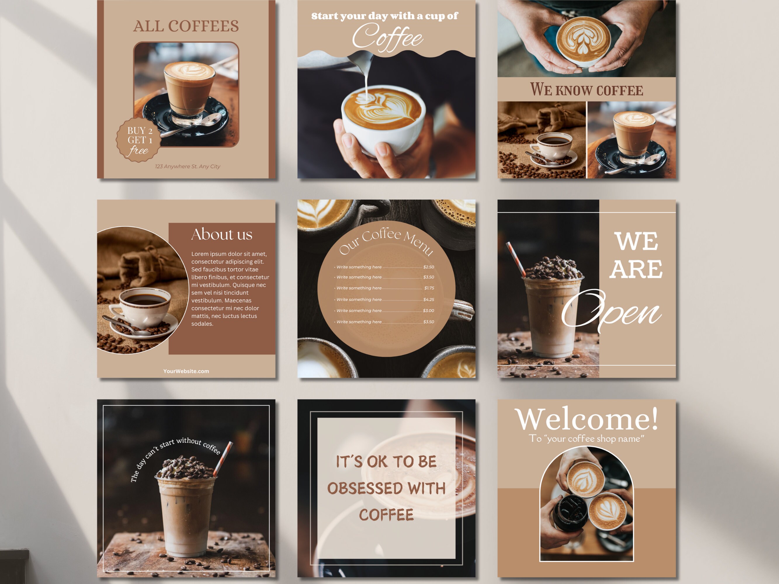 Coffee Shop Instagram Post Templates Barista, Coffee Business Templates ...