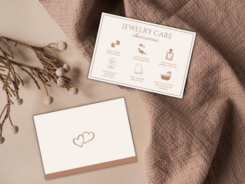 Jewelry Care Card Printable Template Canva, Editable Care Card, Product ...