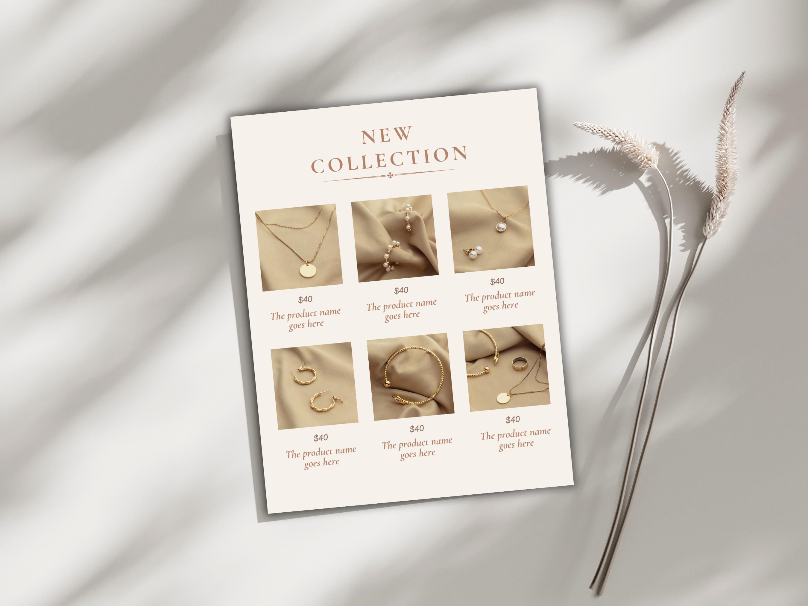 Jewelry Line Sheet Template, Jewelry Business Catalog Template Price ...