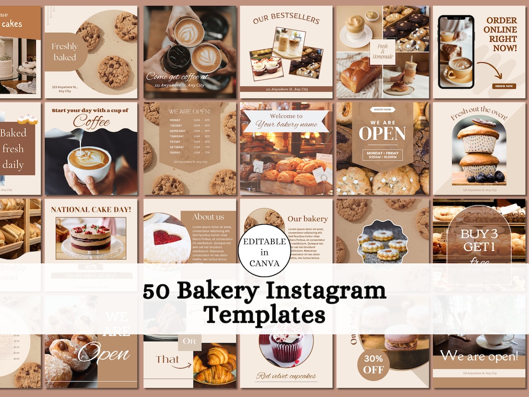 Bakery Instagram Post Templates, Bakery Social Media Templates, Cake ...