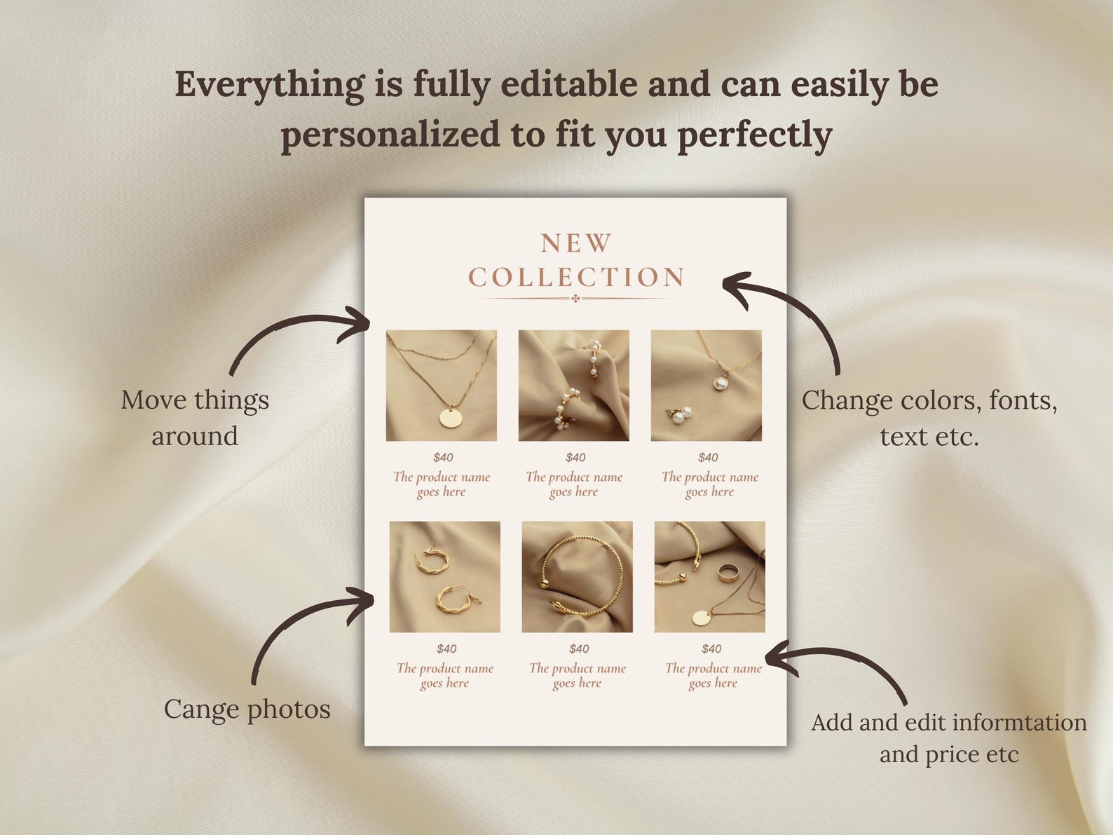 Jewelry Line Sheet Template, Jewelry Business Catalog Template Price ...