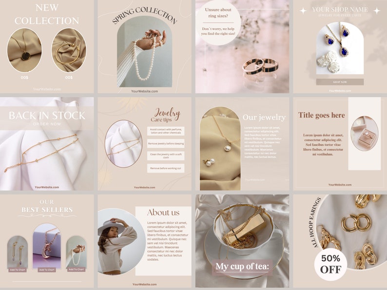 50 Jewelry Instagram Post Templates Neutral for Jewelry Business ...