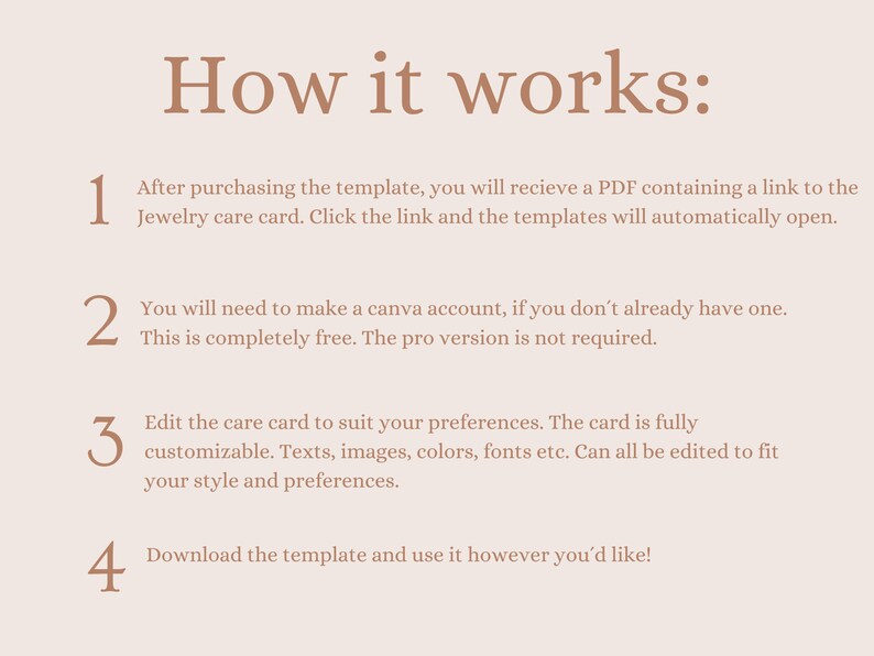 Jewelry Care Card Printable Template Canva, Editable Care Card, Product ...