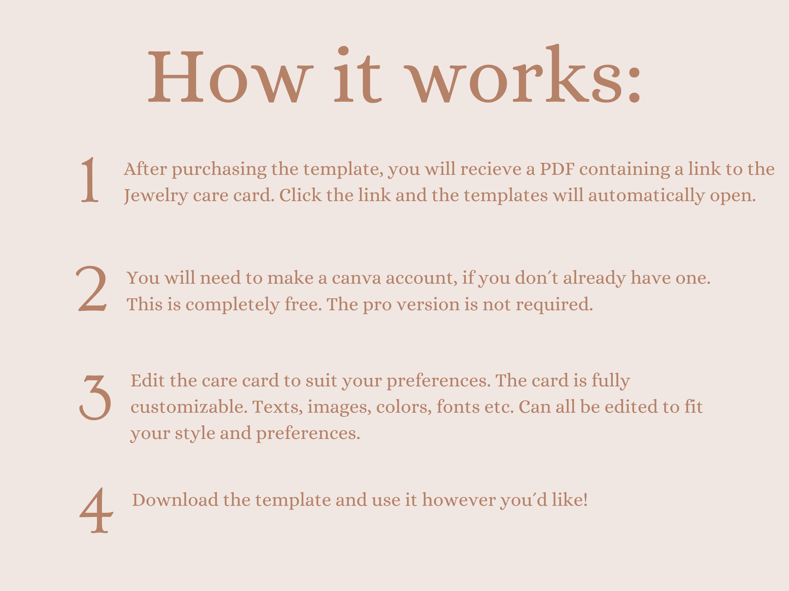 Jewelry Care Card Printable Template Canva, Editable Care Card, Product ...