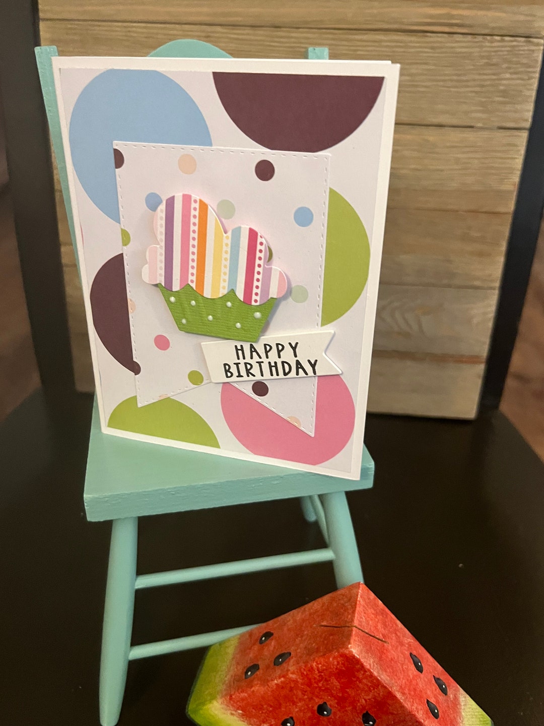 Birthday Cupcake Note Card, Greeting Card Happy Birthday Handmade ...