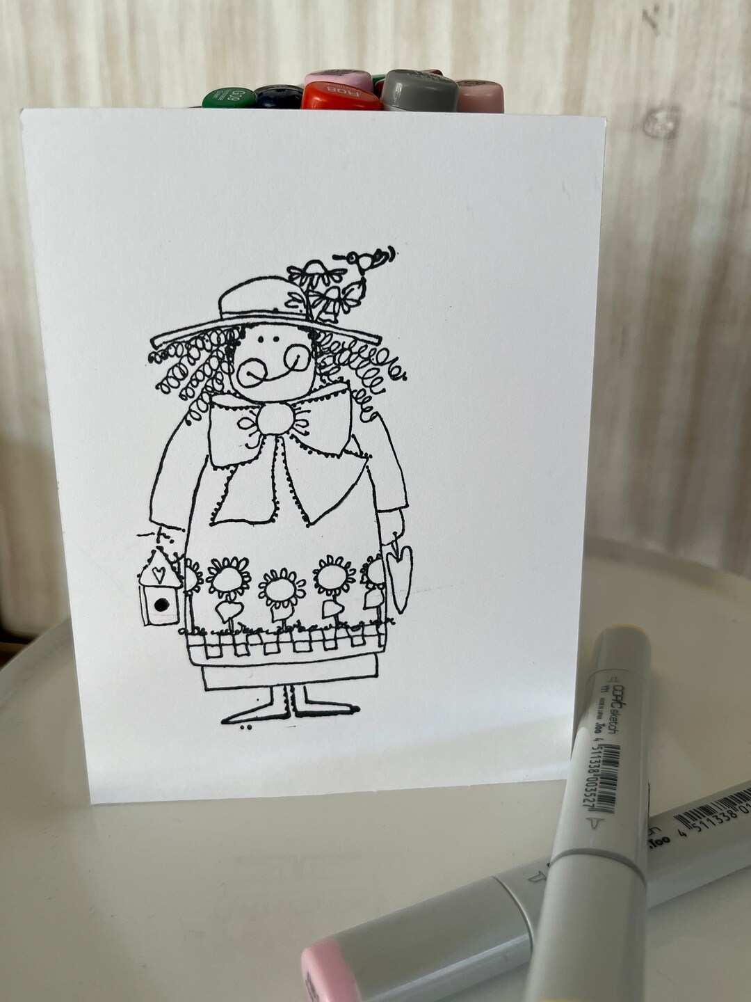 Hand Stamped Image, Ready to Color, Coloring Image, Ready for Card ...