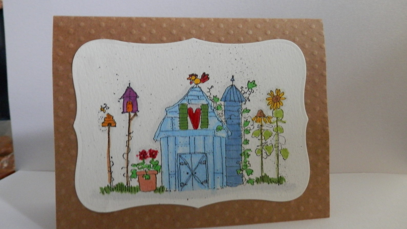 Rustic Barn Greeting Card Handmade Note Card Blank Inside Watercolored ...