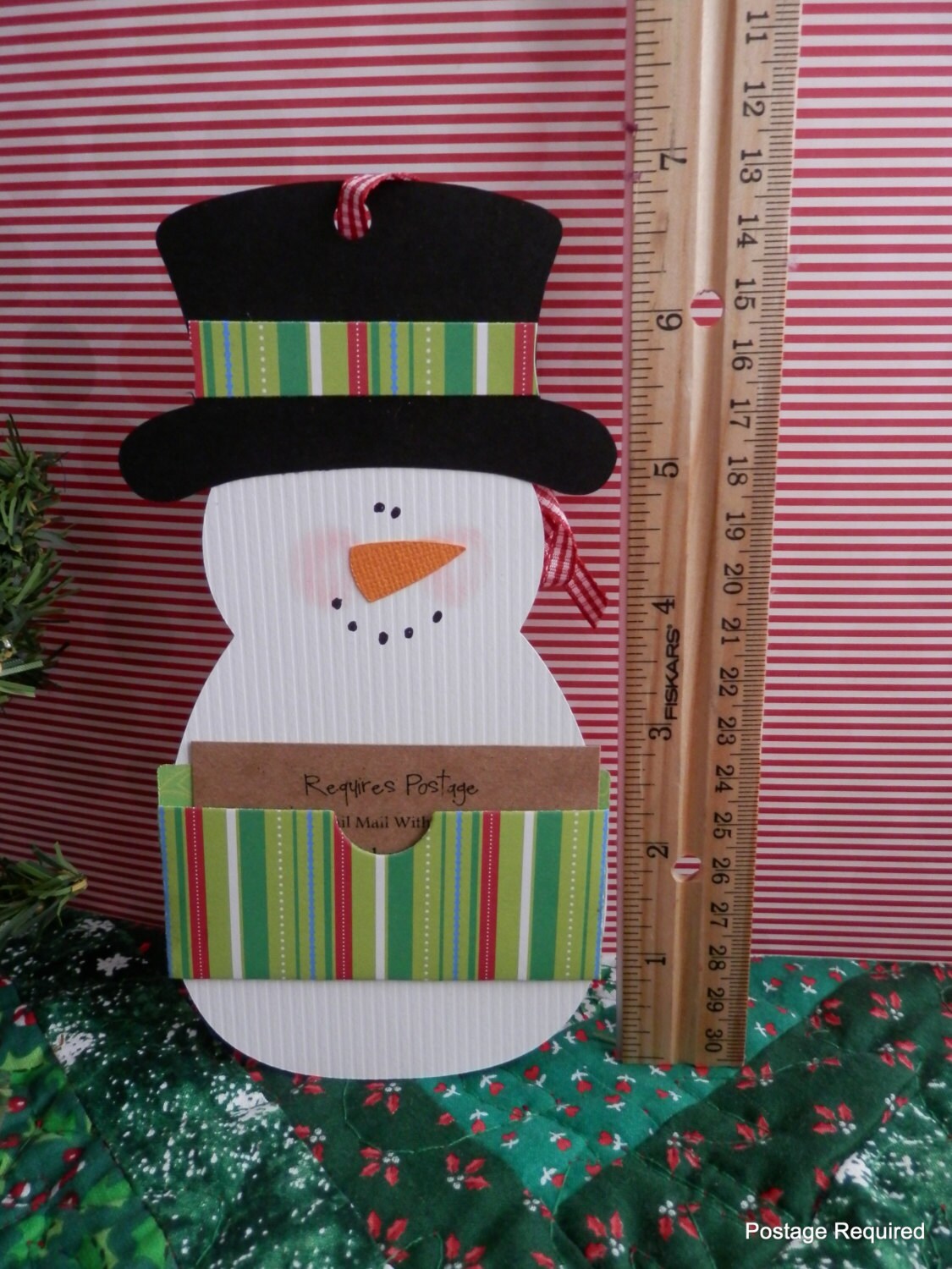 Snowman Holiday Gift Card Holder, Handmade Snowman Ornament Gift Card ...