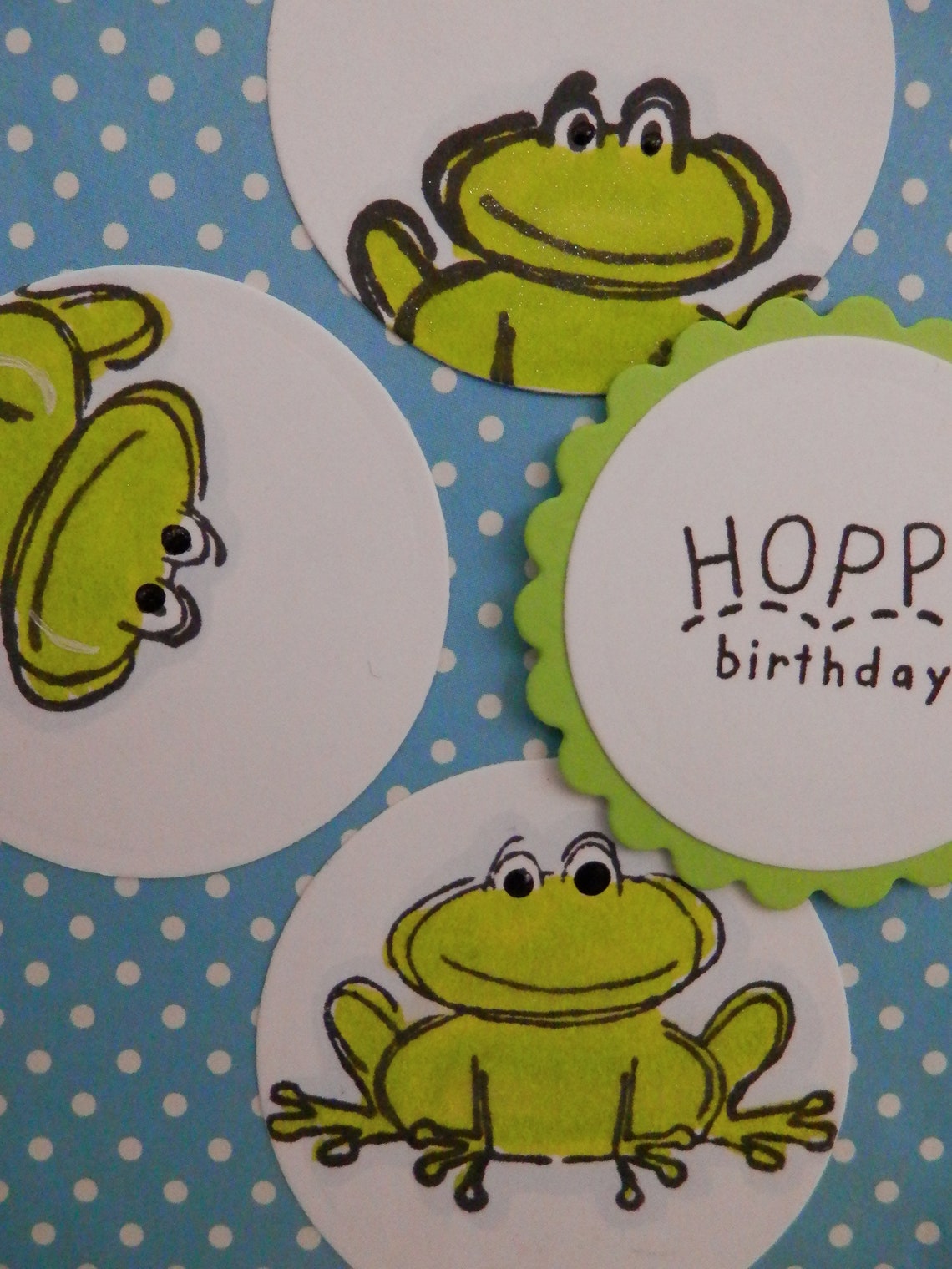 Birthday Card Hoppy Birthday Frog, Handmade Greeting, Frog Birthday ...