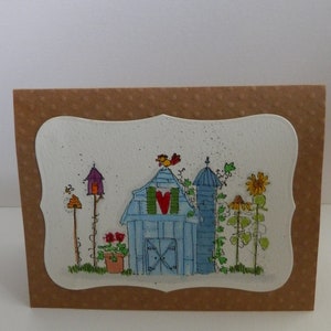 Rustic Barn Greeting Card Handmade Note Card Blank Inside Watercolored ...