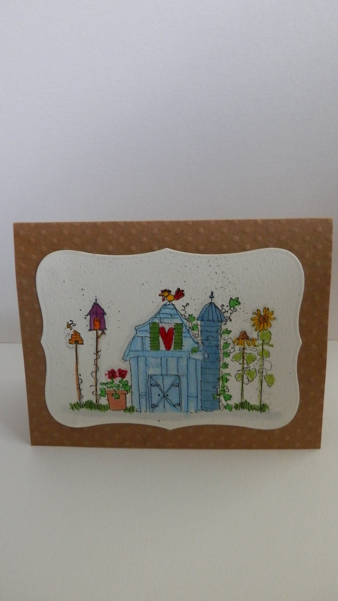 Rustic Barn Greeting Card Handmade Note Card Blank Inside Watercolored ...