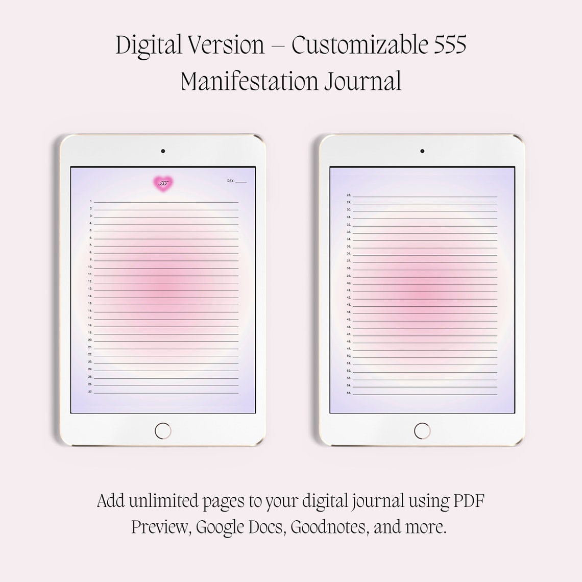 55x5 Manifestation Template, Digital Download Manifestation Worksheet ...