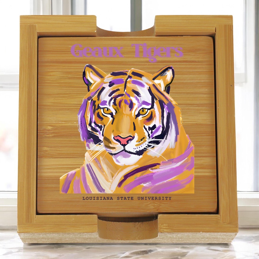 LSU Bamboo Coasters, Geaux Tigers Coaster, Mike the Tiger Coaster, LSU ...