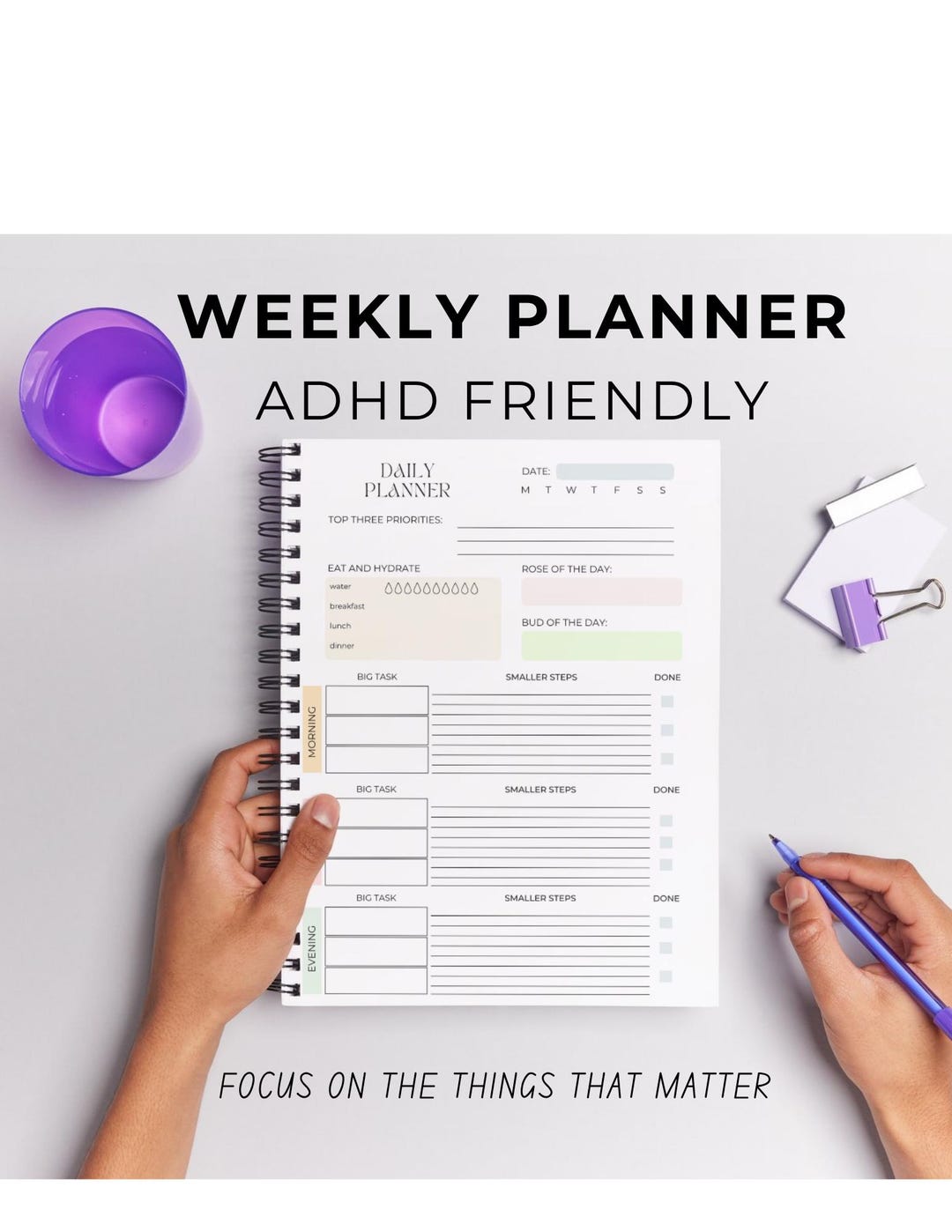 Adhd-friendly Weekly Planner: Habit Tracker, Brain Dump (printable PDF ...