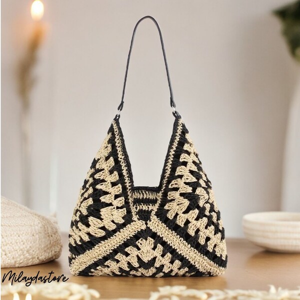 Crocheted Straw Bag - Etsy