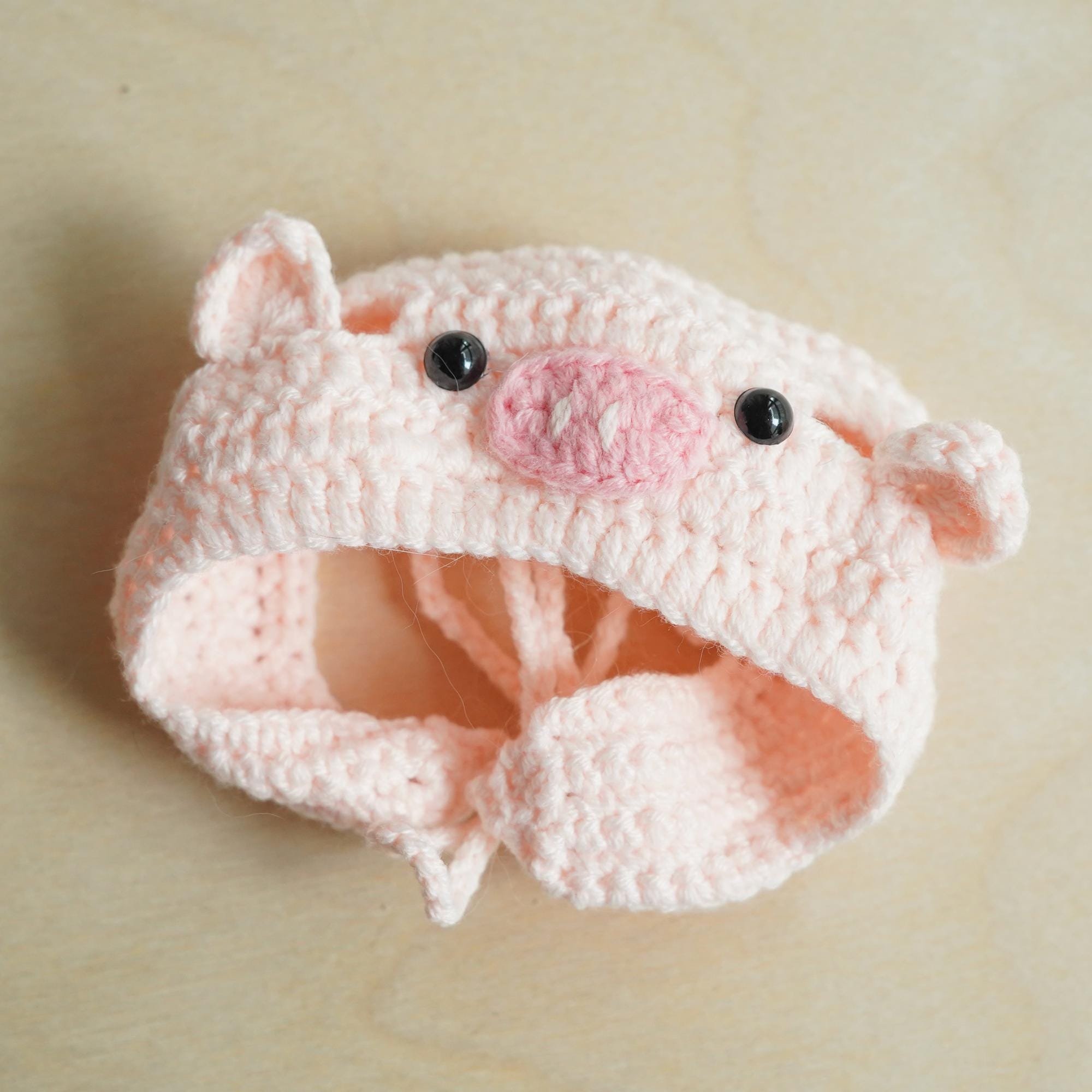 Adorable Crochet Pig Hat for Pets-customizable Handmade Piggy Costume ...
