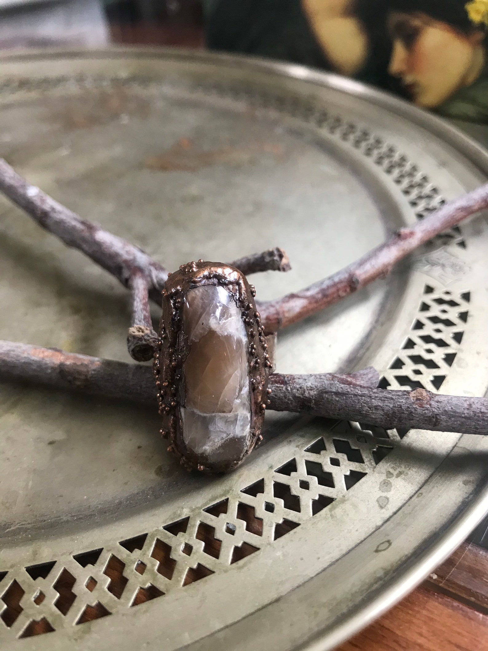 Natural Stone Copper Ring Size 6 1/2 | Etsy
