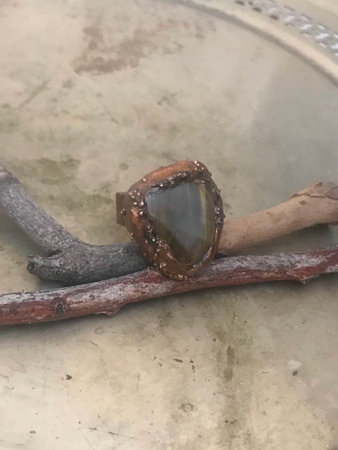 Tigers Eye Copper Ring Size 5 - Etsy