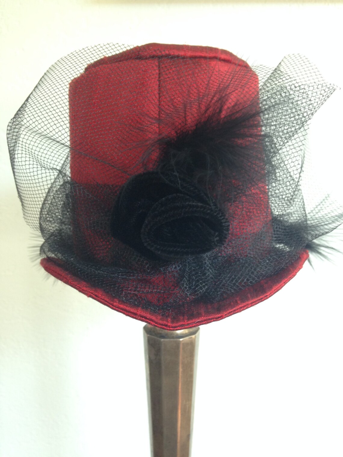 Elegant Red Mini Top Hat Mad Hatter Mini Hat Steampunk | Etsy