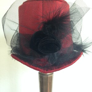 Elegant Red Mini Top Hat, Mad Hatter Mini Hat, Steampunk Fascinator ...